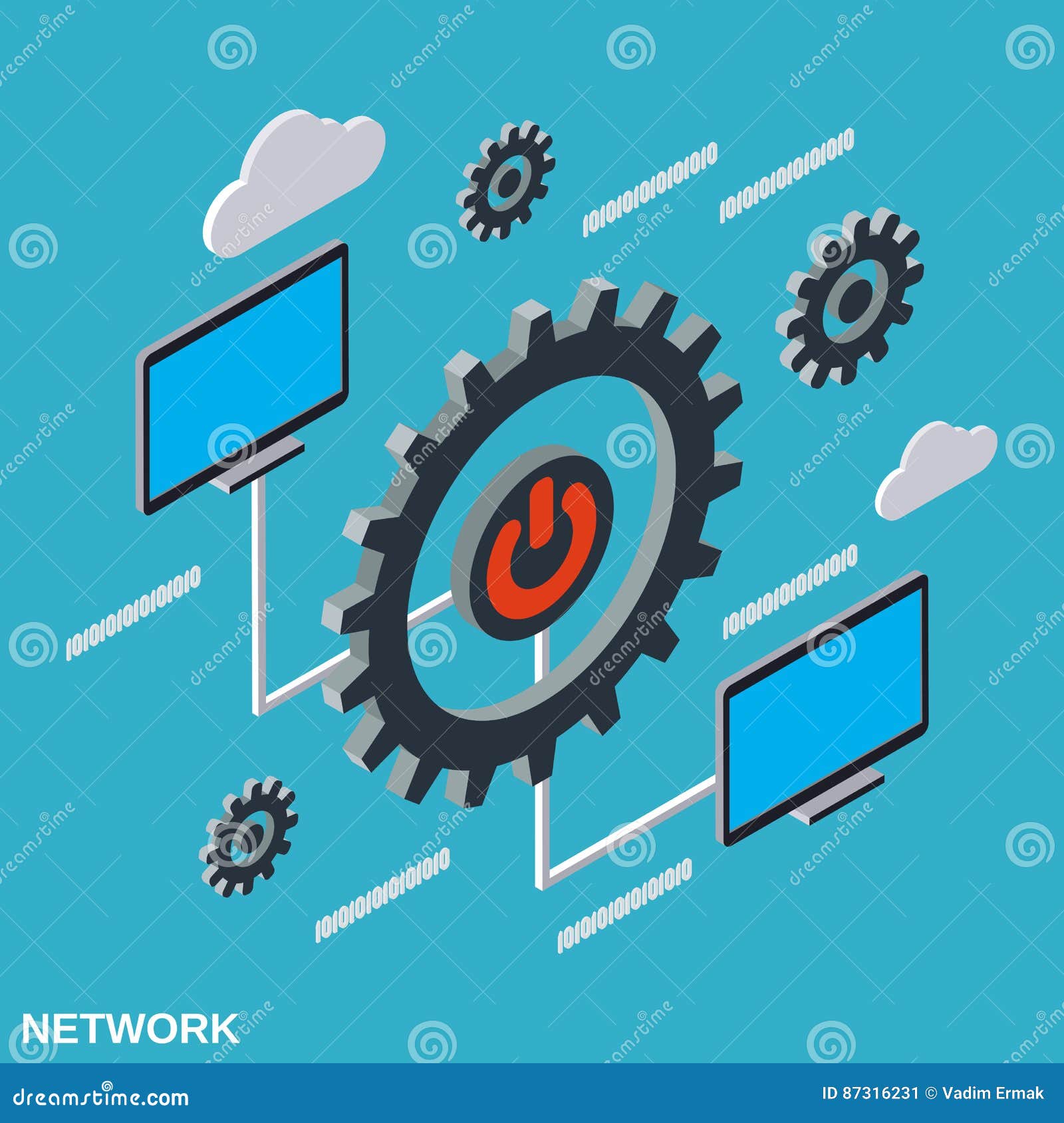 Network Flat 3d Isometric Vector Concept Stock Vector - Illustration of ...