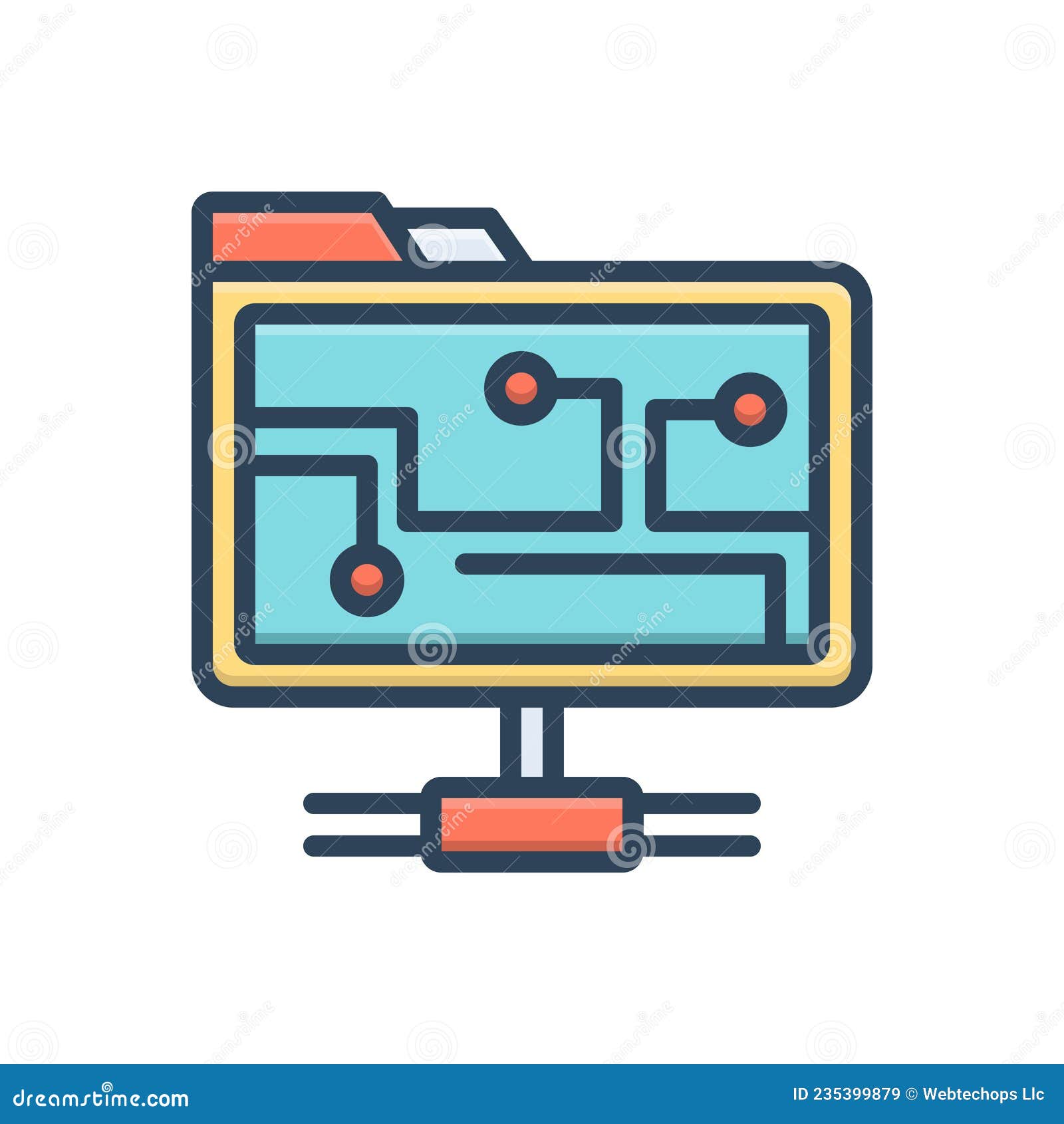 Color Illustration Icon for Network Folder, Folder and Internet Stock ...