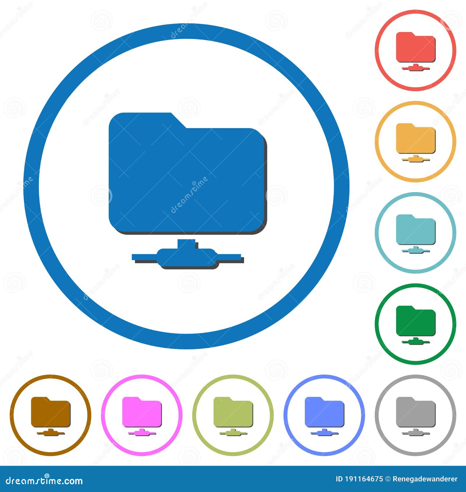 Network Folder Icons with Shadows and Outlines Stock Vector ...