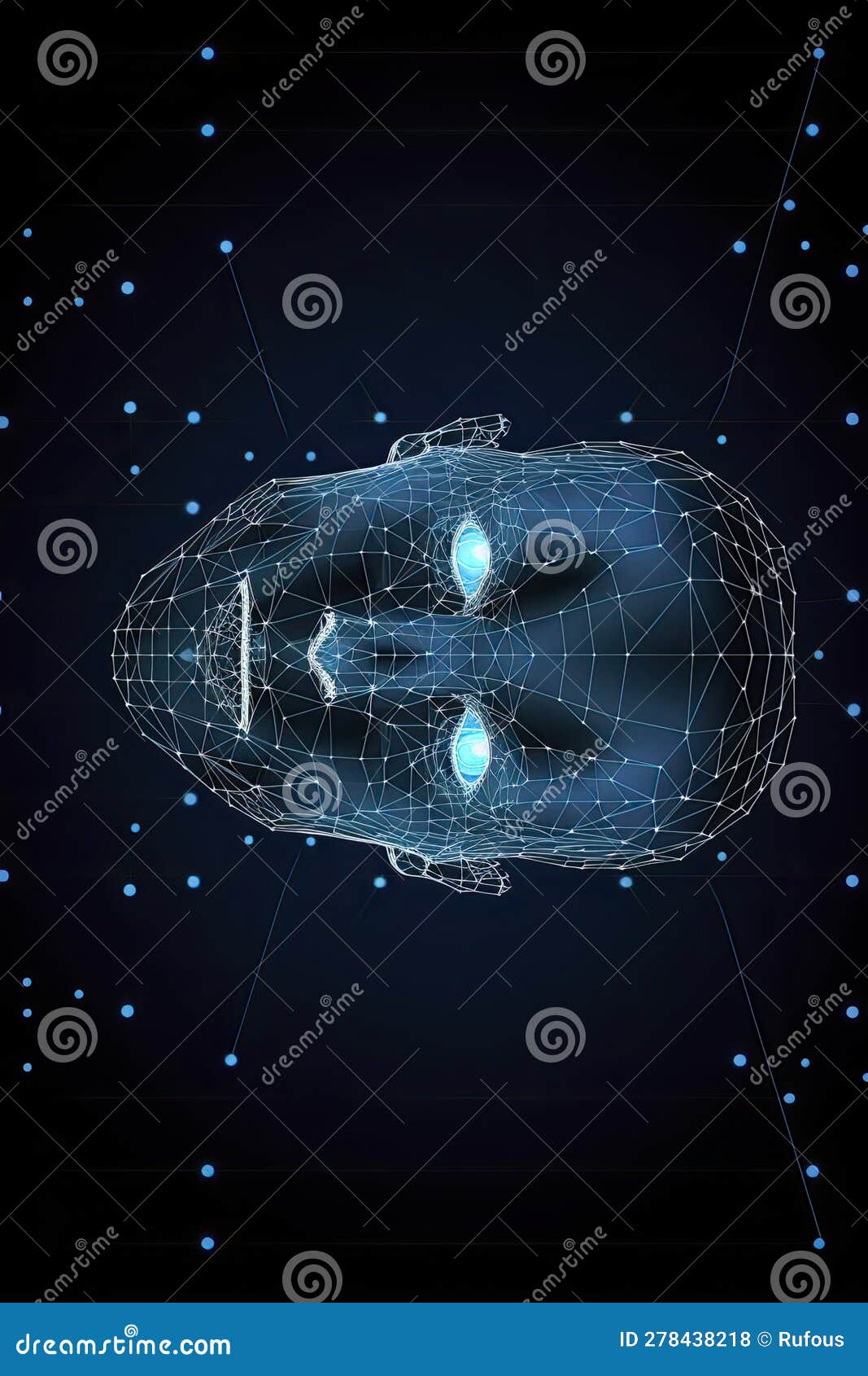 Network Forming AI Human Face. Technology and Robotics Concept Stock ...