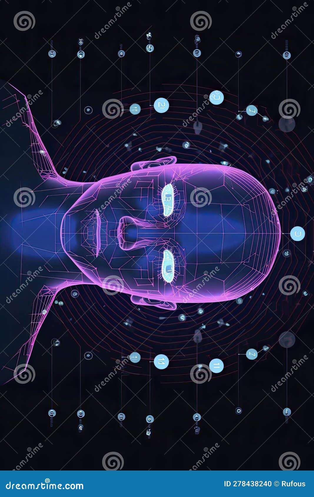 Network Forming AI Human Face. Technology and Robotics Concept Stock ...