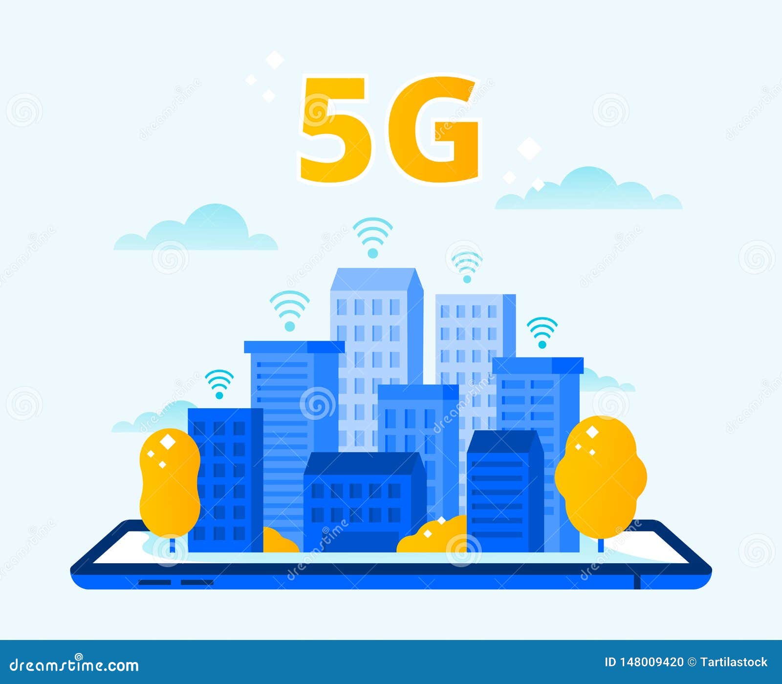 Network 5G Coverage. City Wireless Internet, Fifth Generation Networks ...