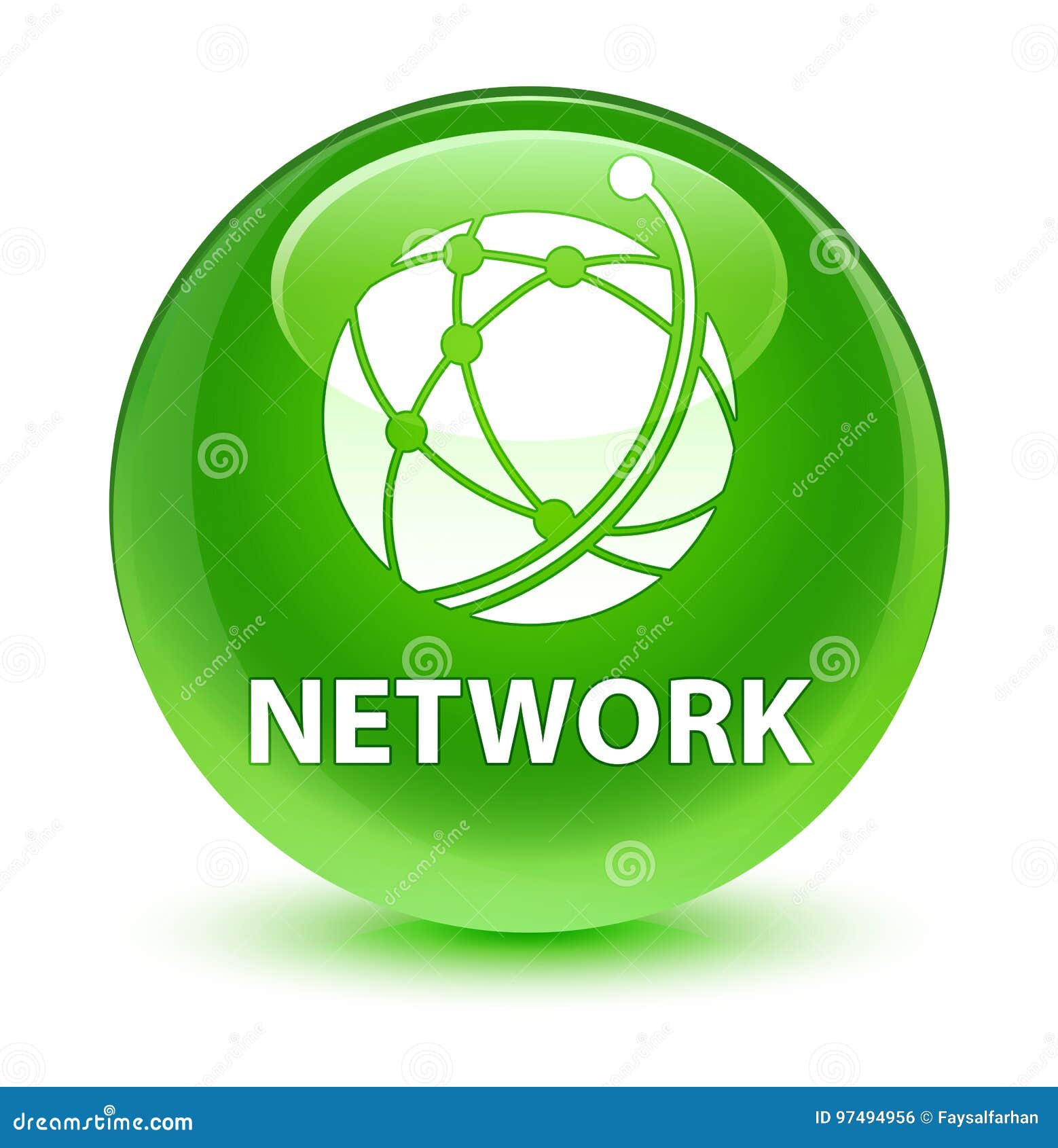 Network (global Network Icon) Glassy Green Round Button Stock ...