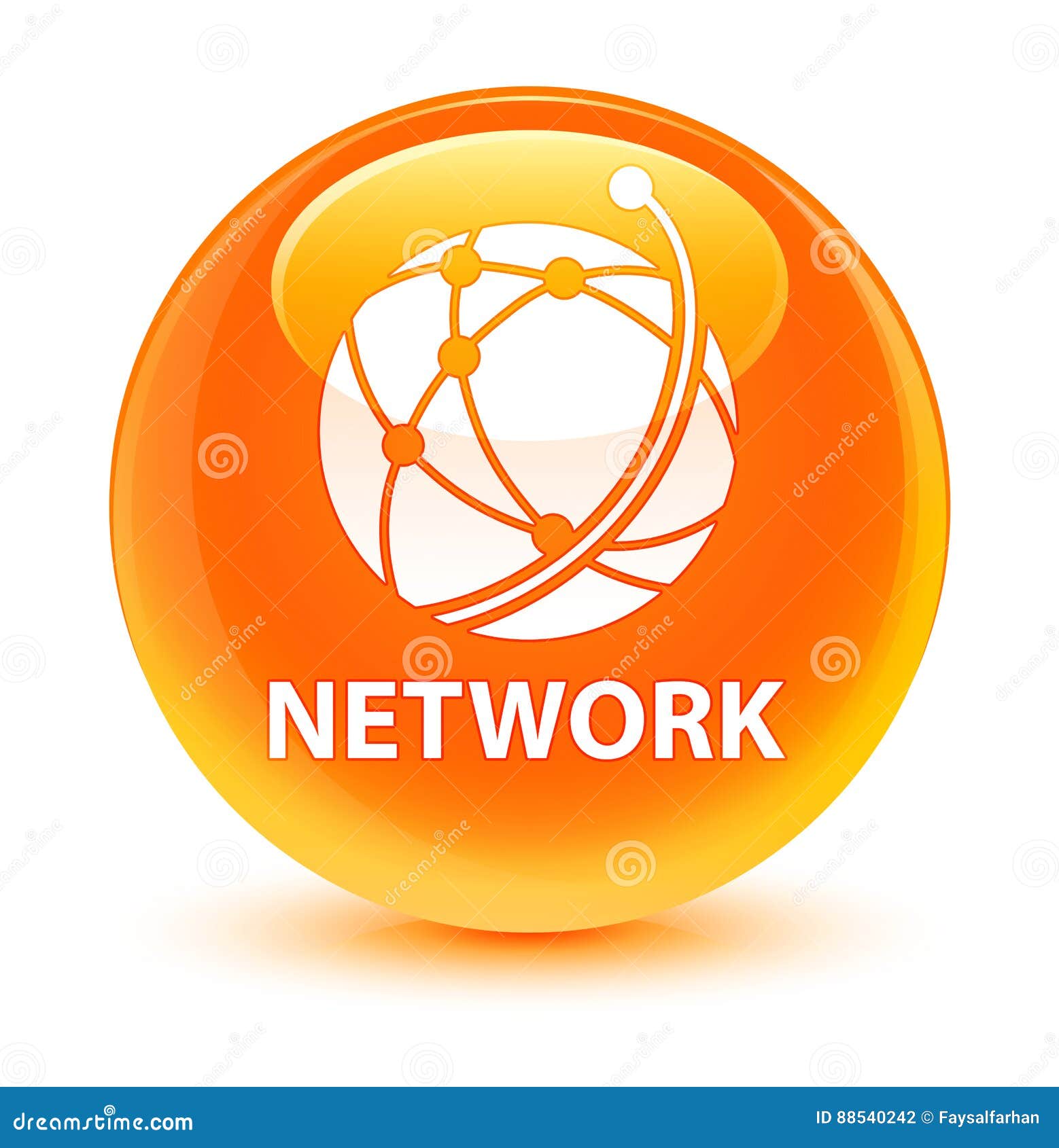 Network (global Network Icon) Glassy Orange Round Button Stock ...