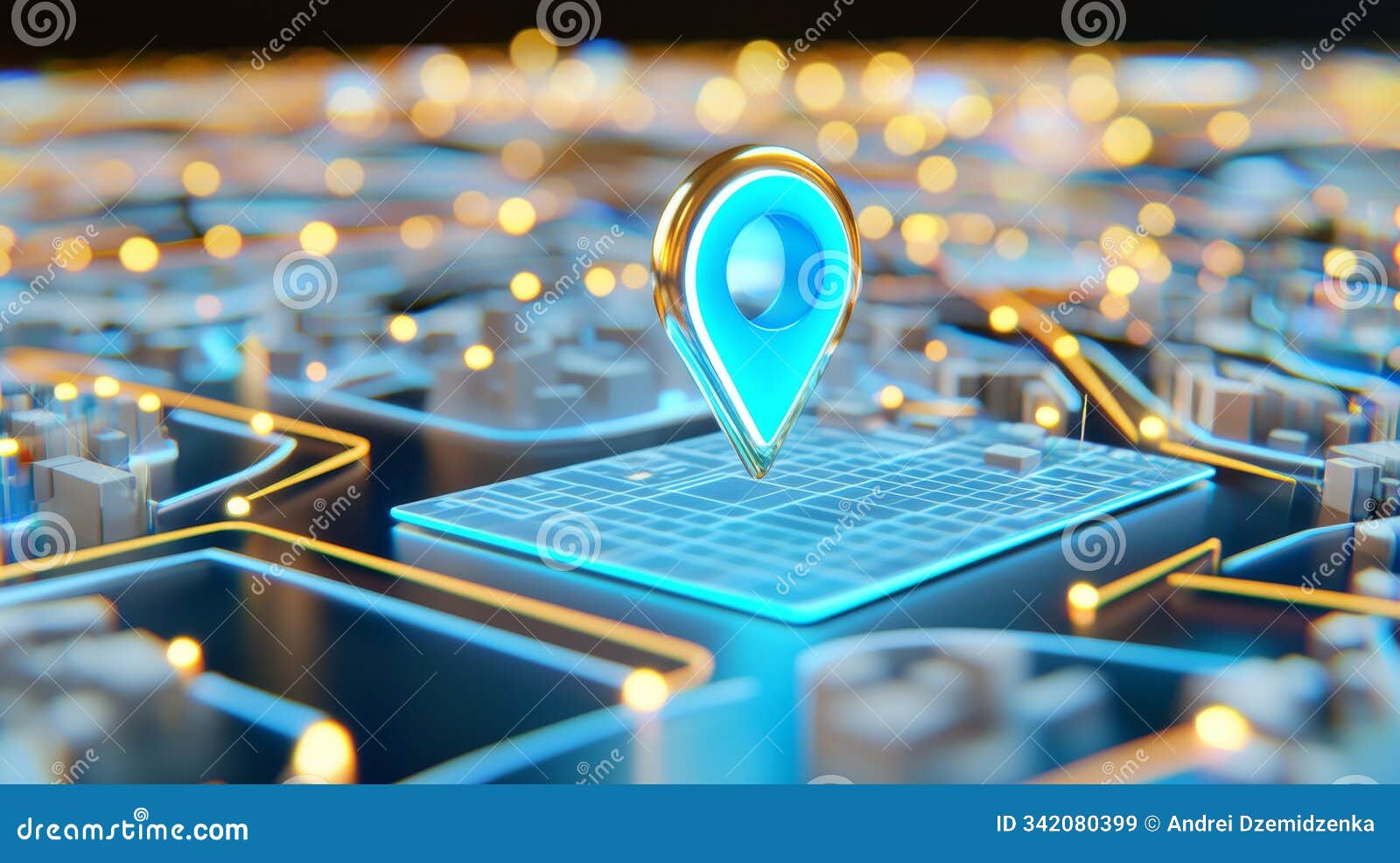 Network of Glowing Pins and Futuristic Map Stock Image - Image of ...