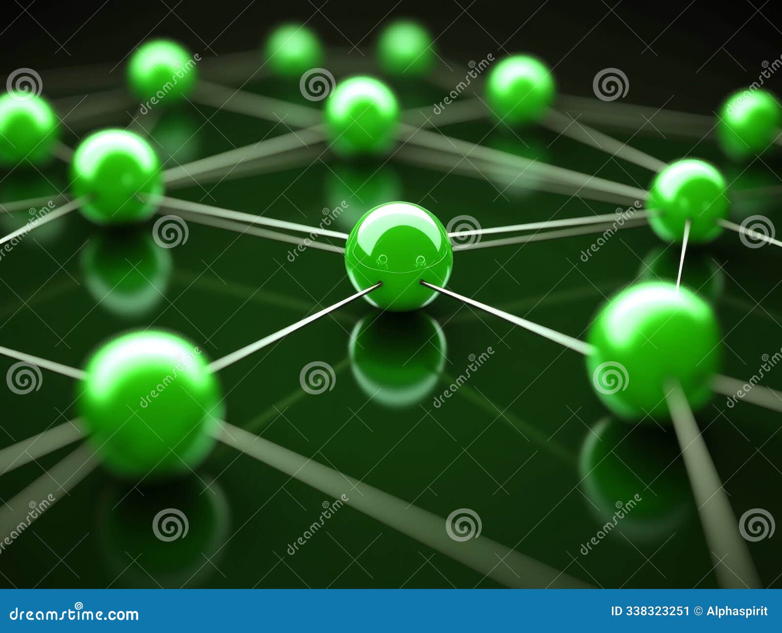 Network of Green Spheres Connected by Lines Forming a Grid Pattern ...
