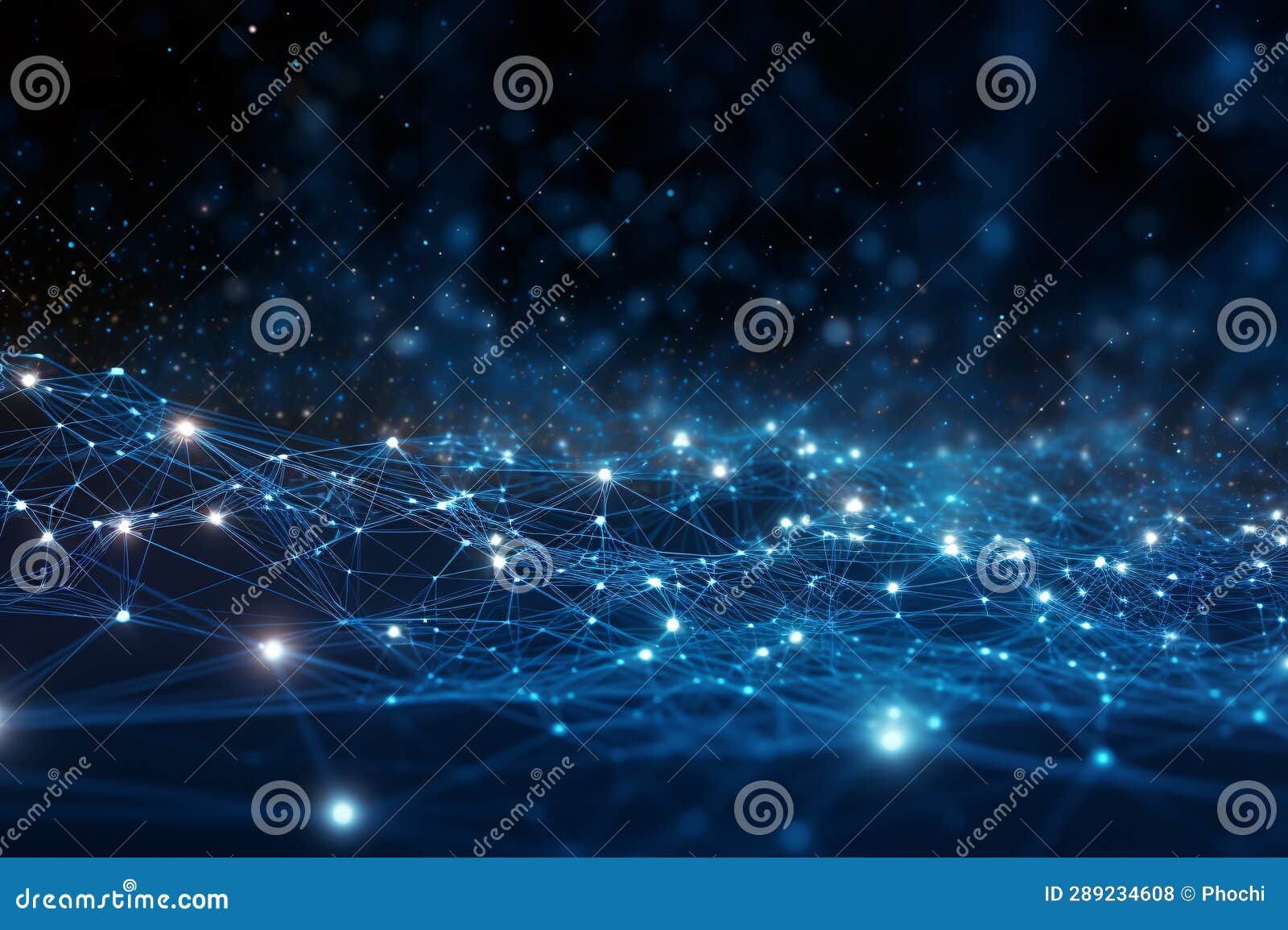 Network Grid Connected Wave in Blue Color Tone Stock Illustration ...