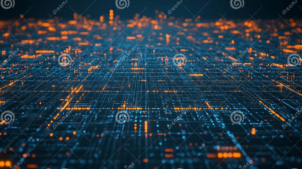 Network Grid, Glowing Data Streams, Fiber Optic Cables, High Speed ...
