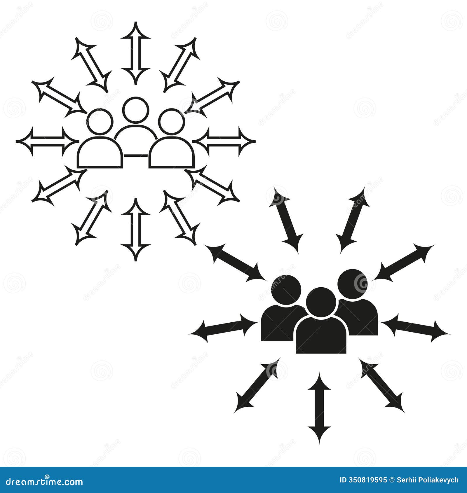 Network Group Icon. People Connection Symbol. Arrow Flow Vector. Black ...