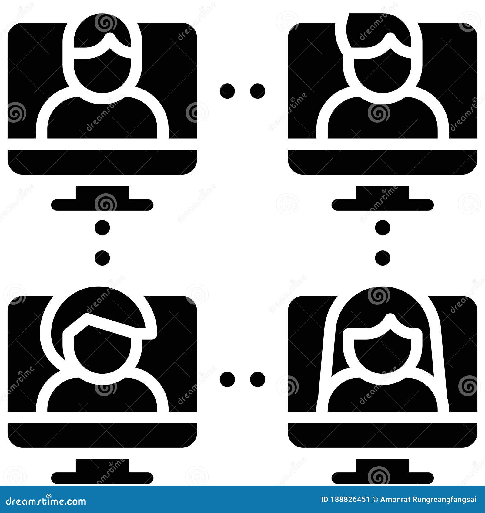 Network Group, Telecommuting or Remote Work Icon Stock Vector ...