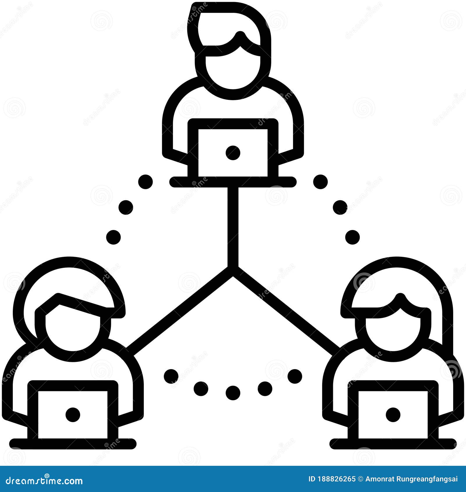 Network Group, Telecommuting or Remote Work Icon, Vector Illustration ...