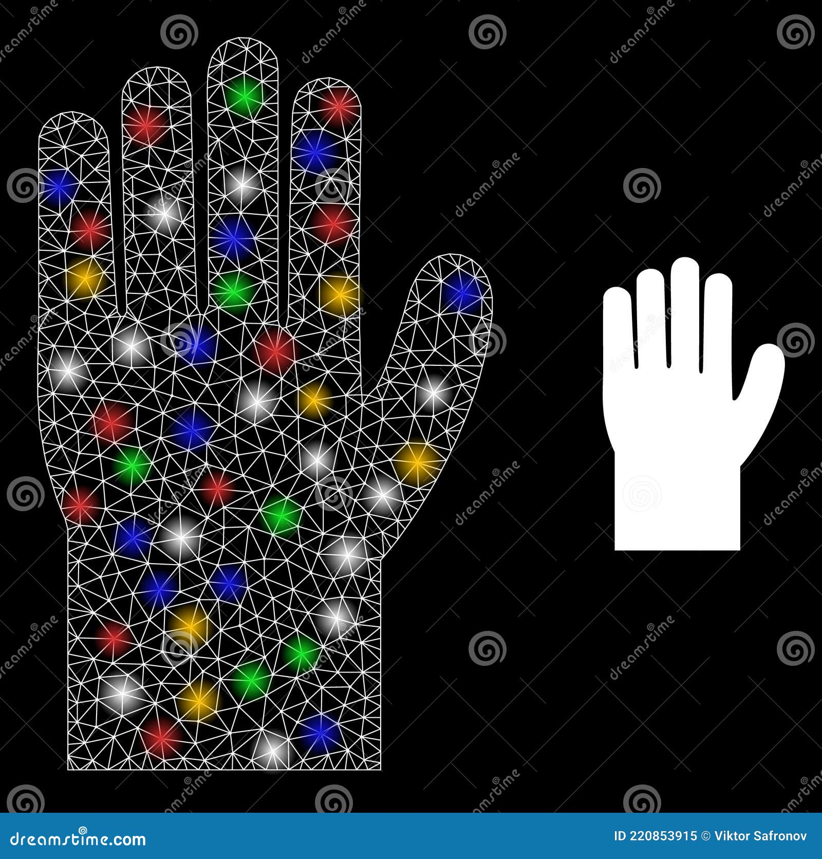 Network Hand Glare Icon with Bright Colored Light Spots Stock Vector ...