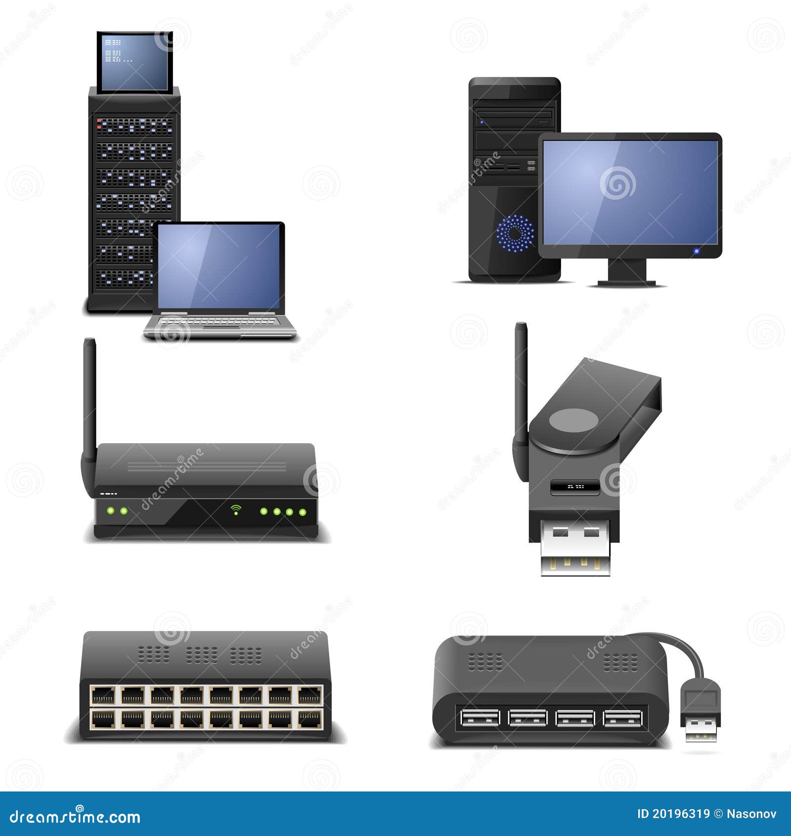 Network hardware part 2 stock vector. Illustration of monitor - 20196319
