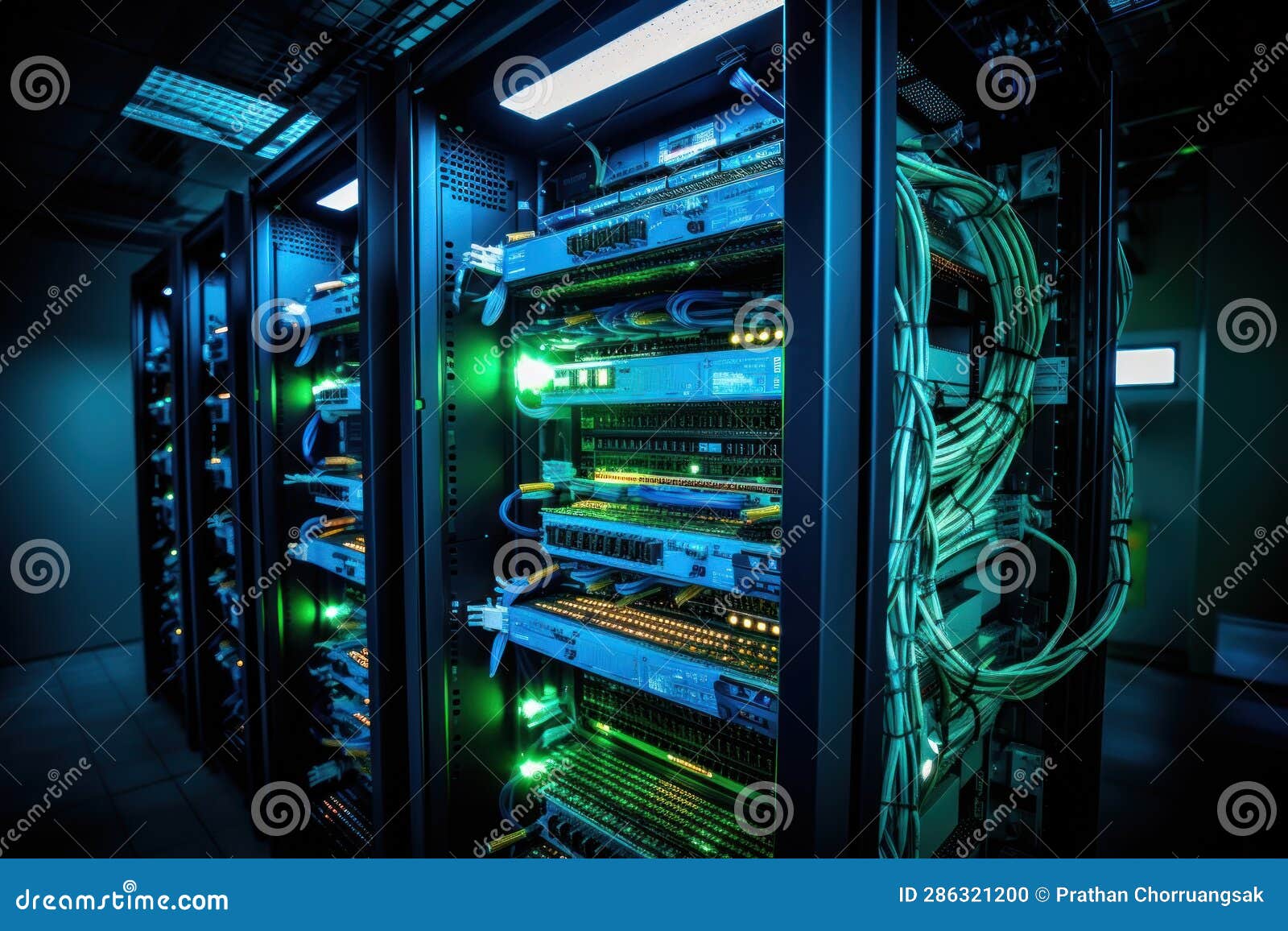 Network Hardware. Server Room Telecommunication Technology. Generative ...
