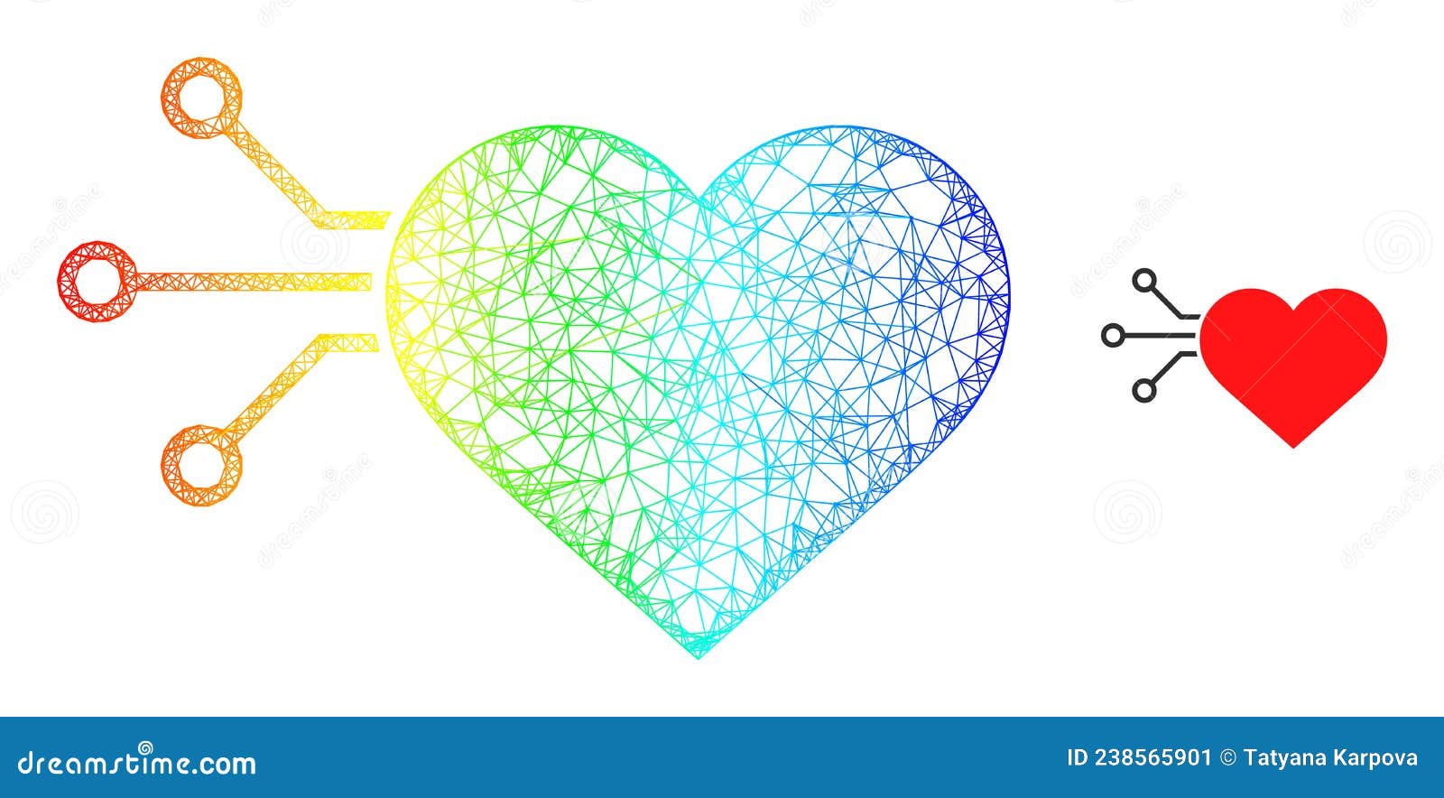 Network Heart Sensor Web Mesh Icon with Spectrum Gradient Stock Vector ...