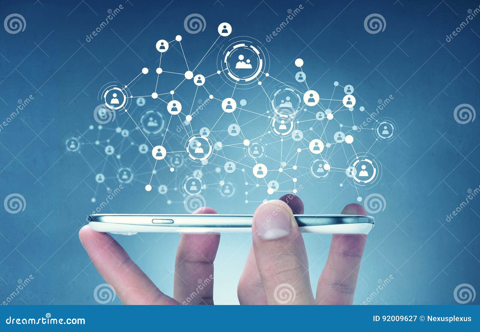 Network with His Mobile Phone Stock Image - Image of high, office: 92009627