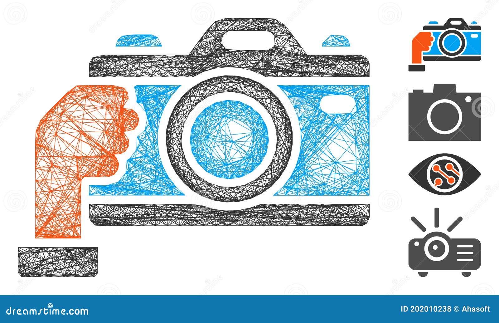 Network Hold Camera Vector Mesh Stock Illustration - Illustration of ...