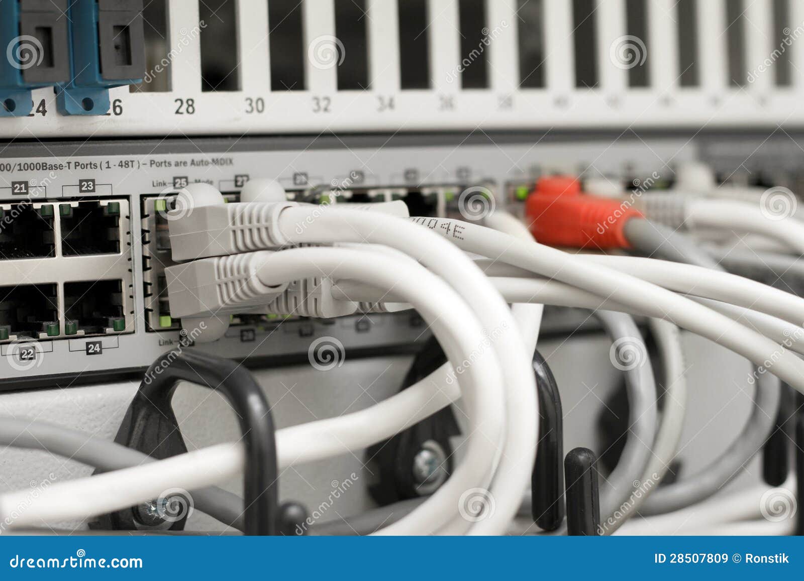 Network Hub and Cables Connected To Servers Stock Image - Image of ...