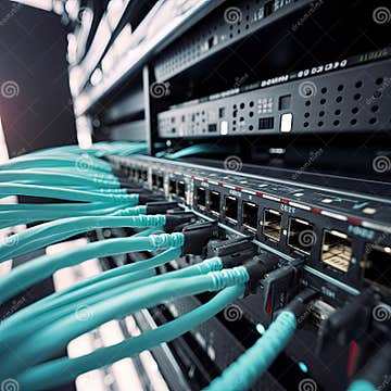 Network Hub and Patch Cables Connected Network Hub and Patch Panel ...