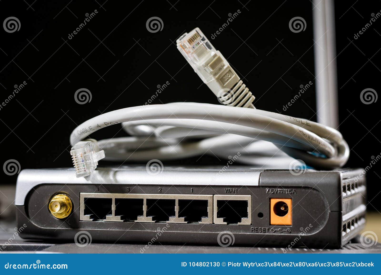 Network Hub and Rj45 Cables on the Stage. Computer Accessories U Stock ...