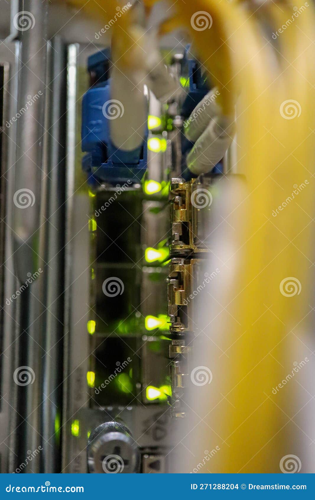 Network Hub Switch and Patch Cables with Lights Stock Photo - Image of ...