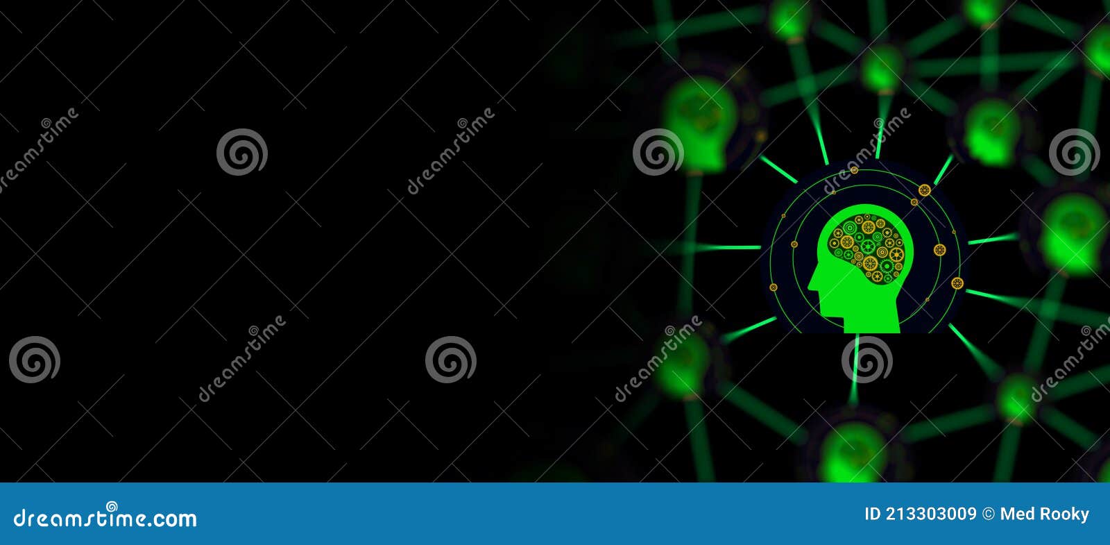 Network of Human Brain and Gears Inside Head, Networking and Artificial ...