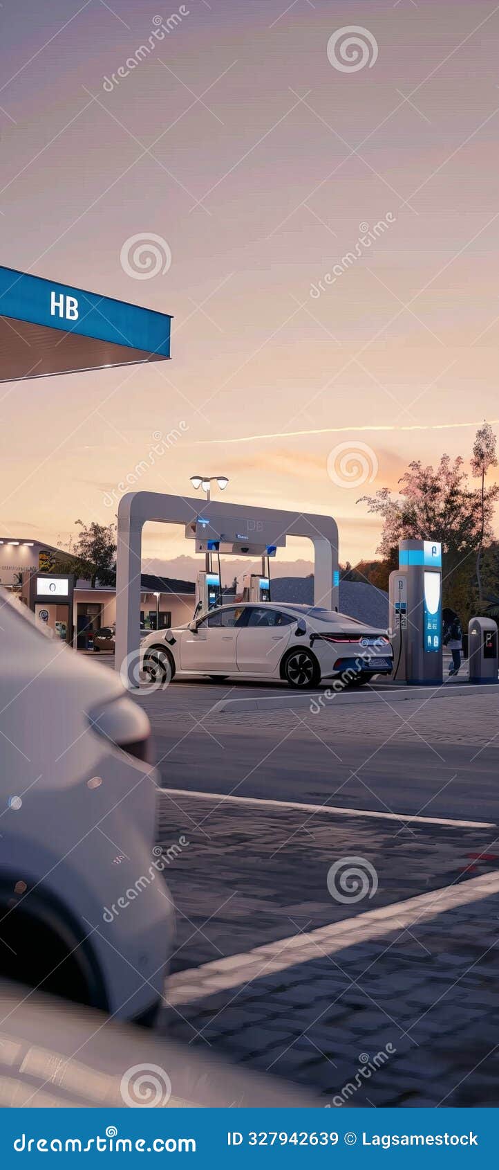 A Network of Hydrogen Fuel Stations with Visible H2 Signage and User ...