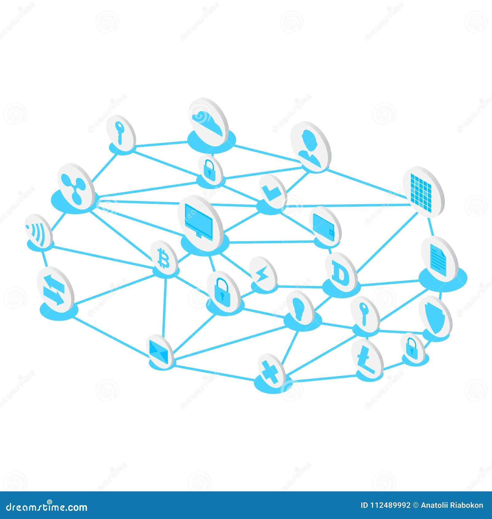 Network Icon, Isometric Style Stock Vector - Illustration of cloud ...