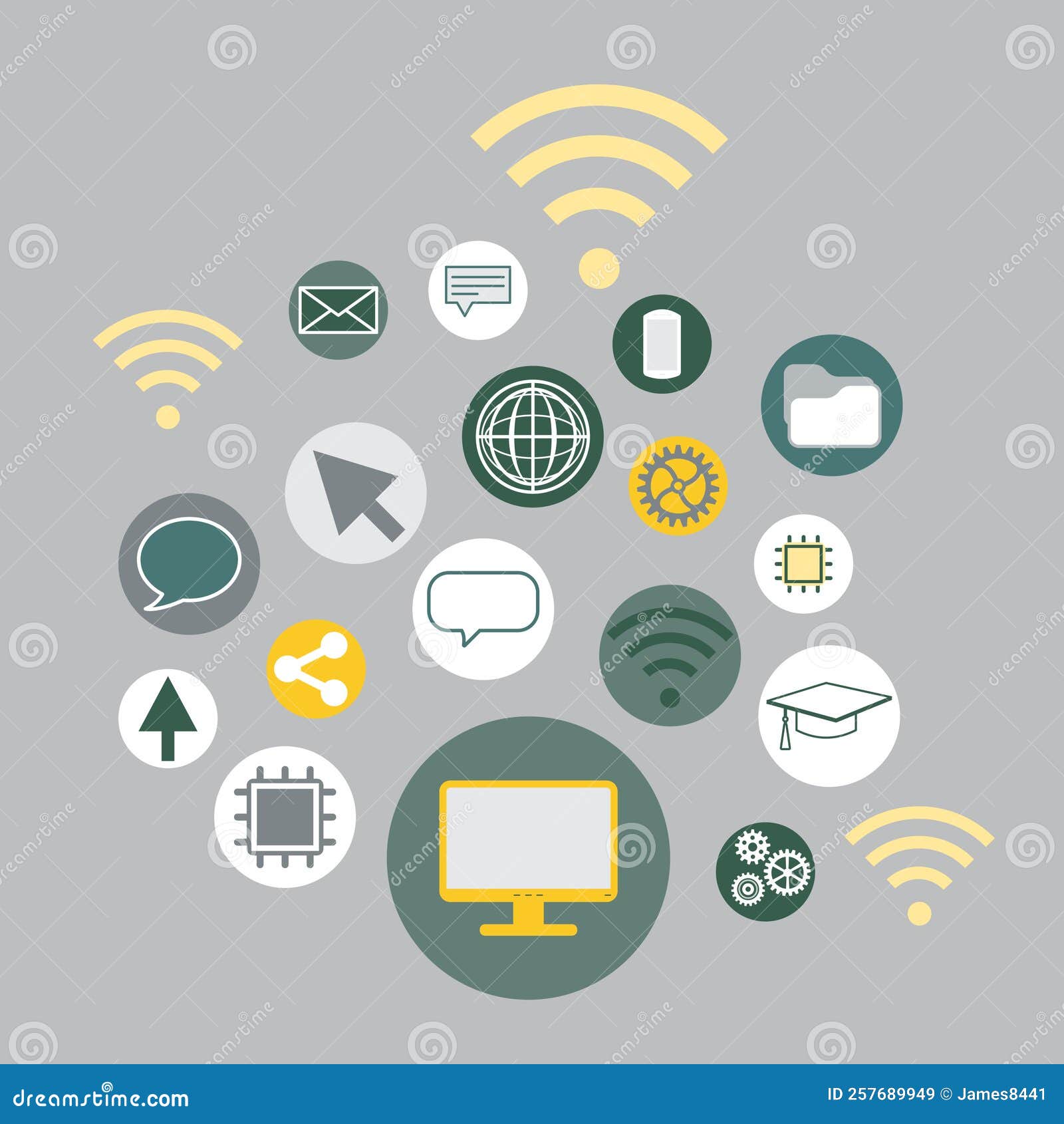 Network icon set stock vector. Illustration of laptop - 257689949