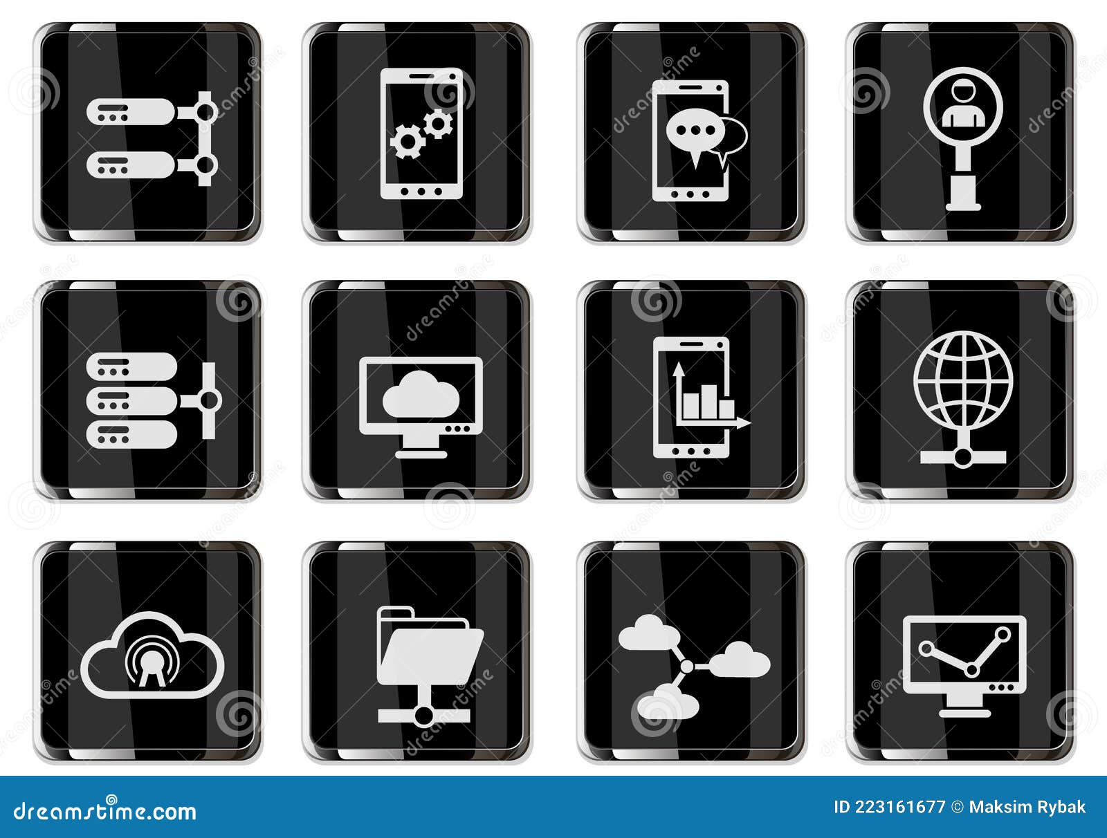 Network icon set stock vector. Illustration of laptop - 223161677