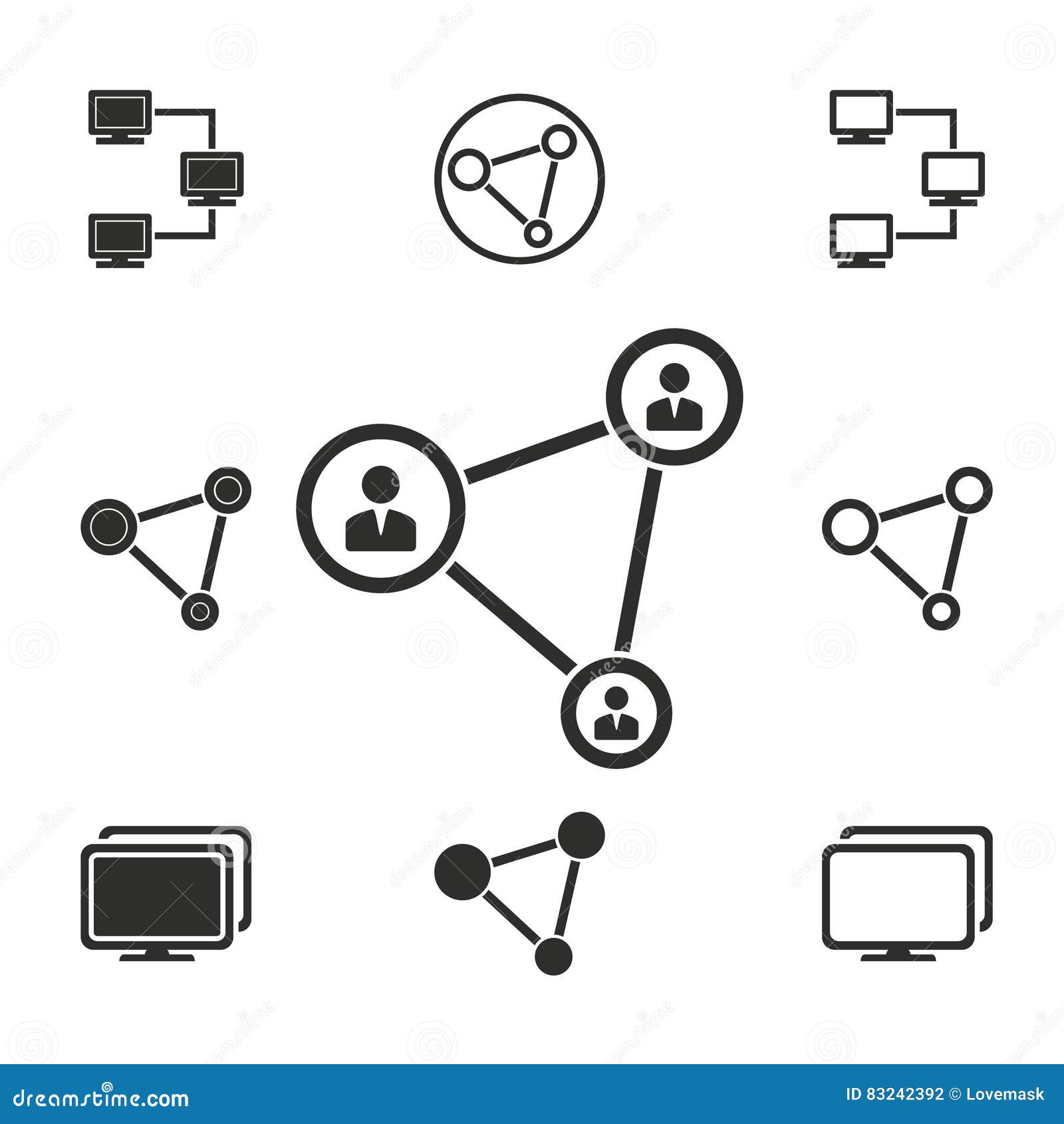 Network icon set. stock vector. Illustration of connect - 83242392