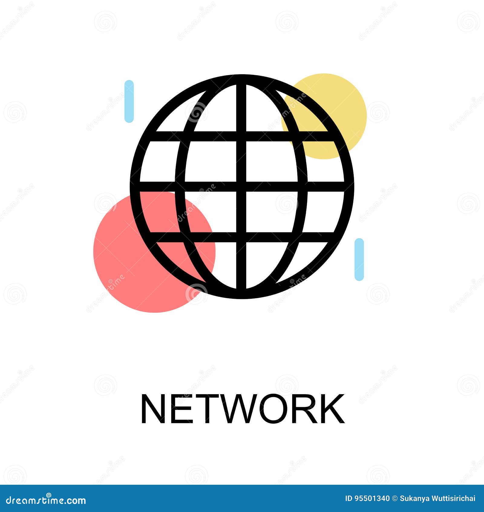 Network Icon with Sphere on White Background Illustration Design Stock ...