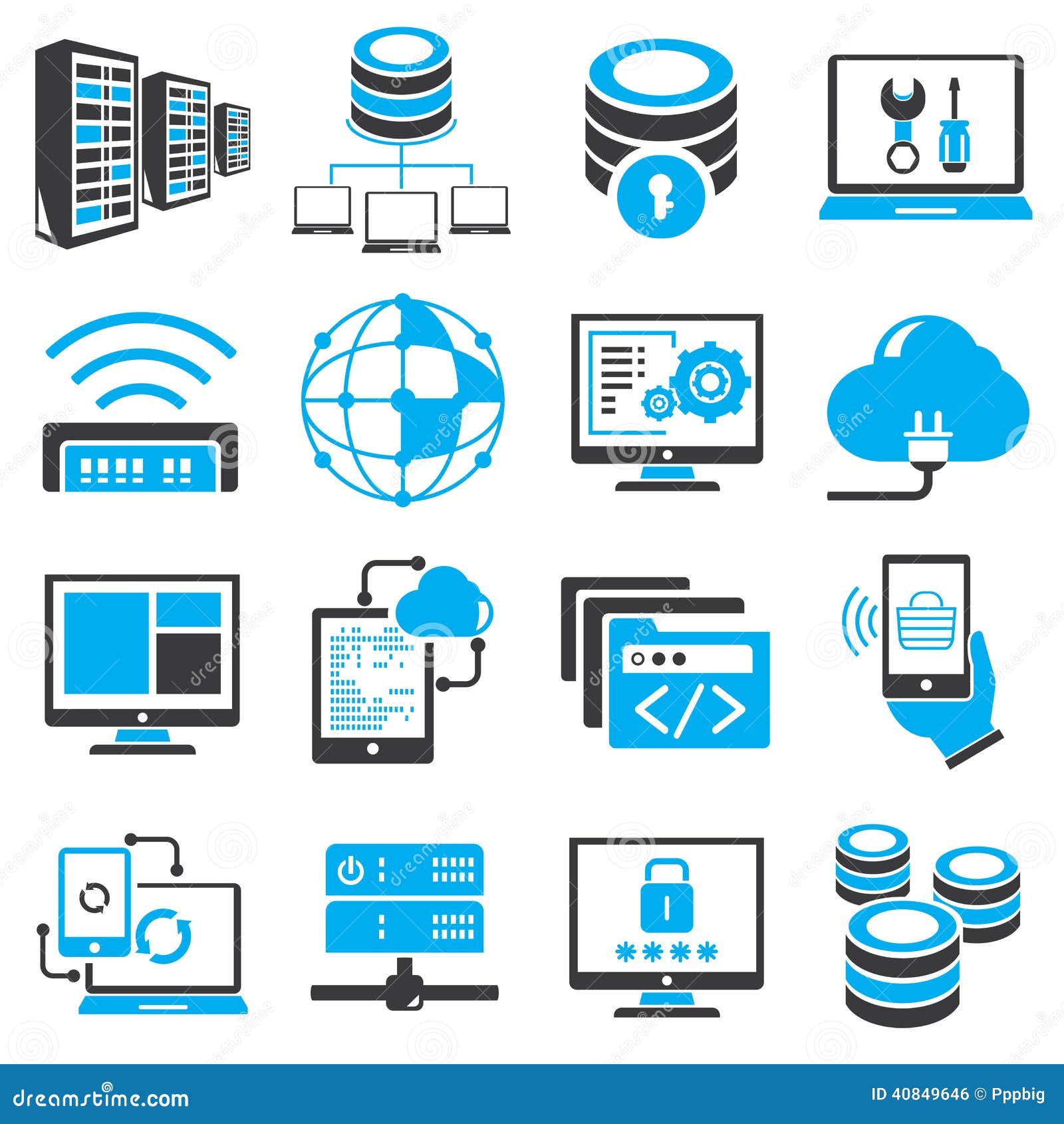 Network icons stock illustration. Illustration of blue - 40849646