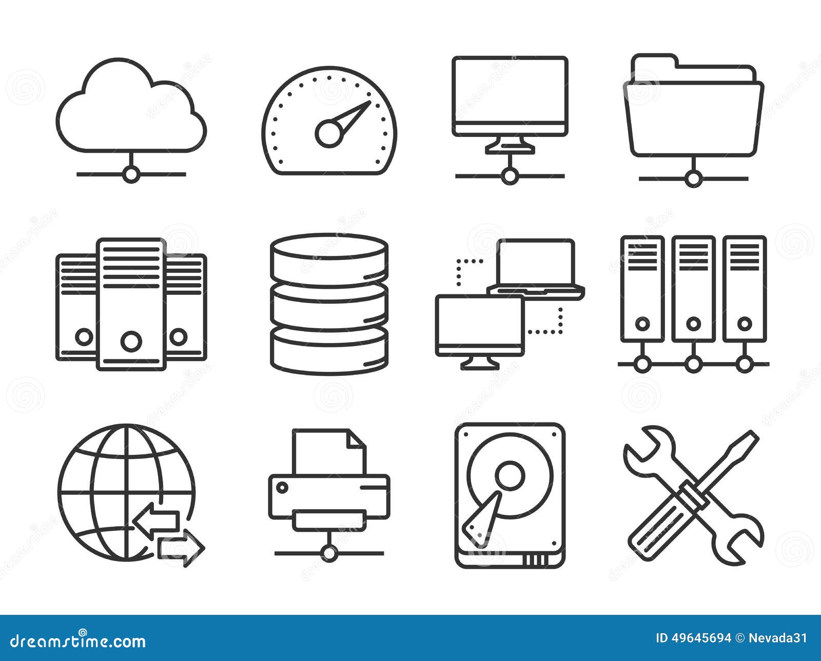 Network icons set stock illustration. Illustration of dashboard - 49645694