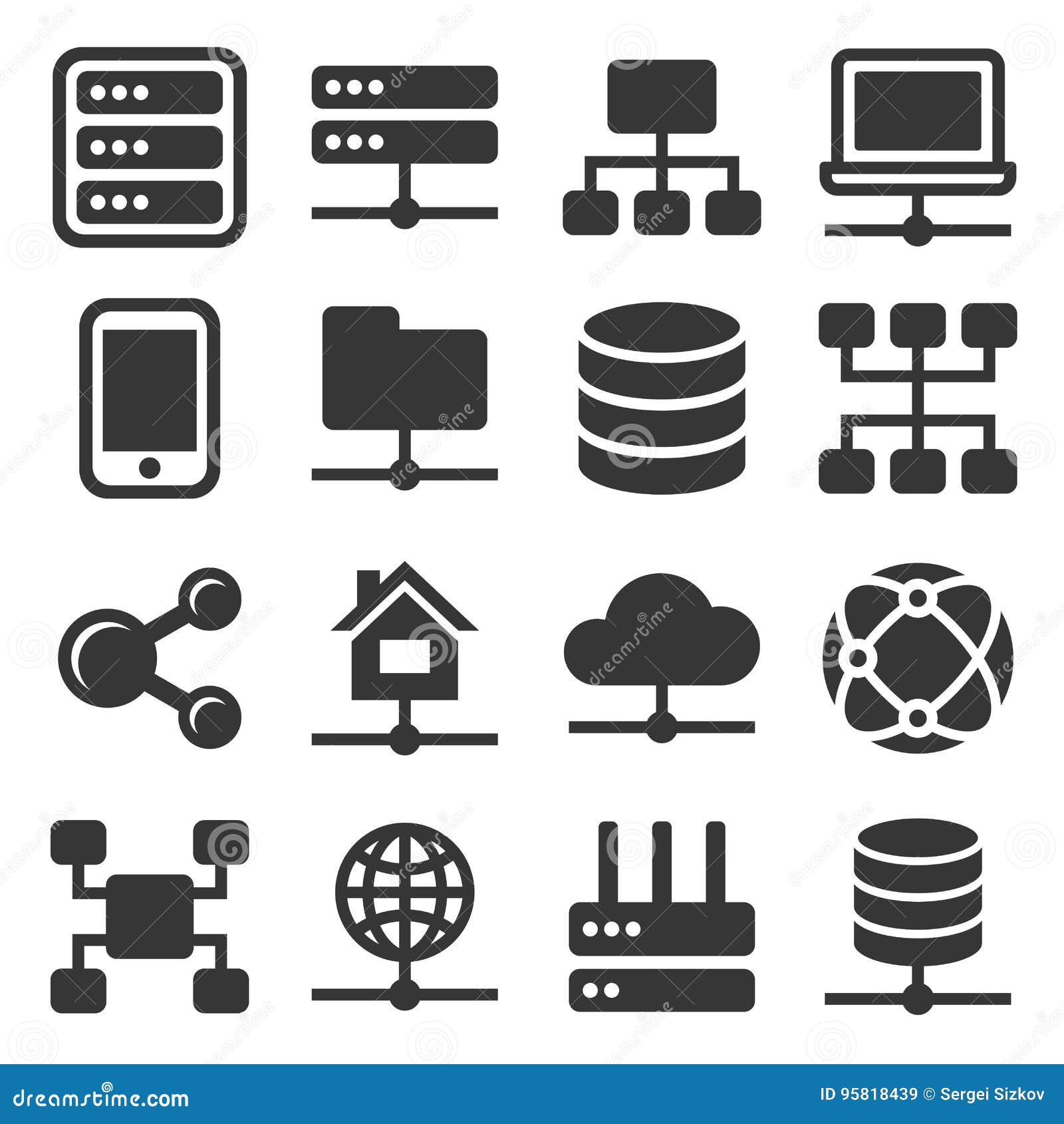 Network Icons Set stock vector. Illustration of information - 95818439