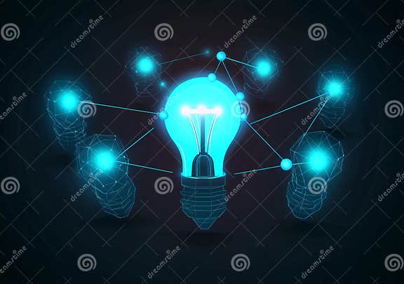 Network of Ideas- Glowing Lightbulb Innovation High Quality Image Stock ...
