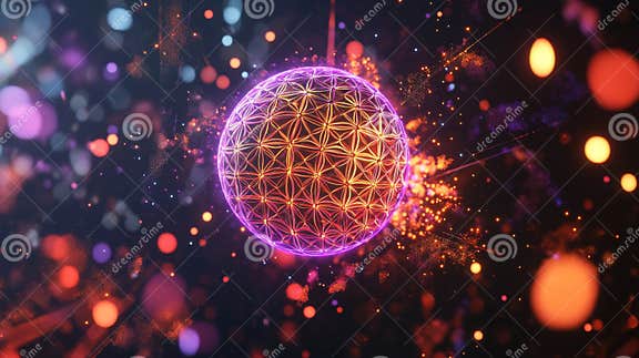 A Network of Illuminated Spheres Lights Up a Purple Surface Stock Photo - Image of line, light ...