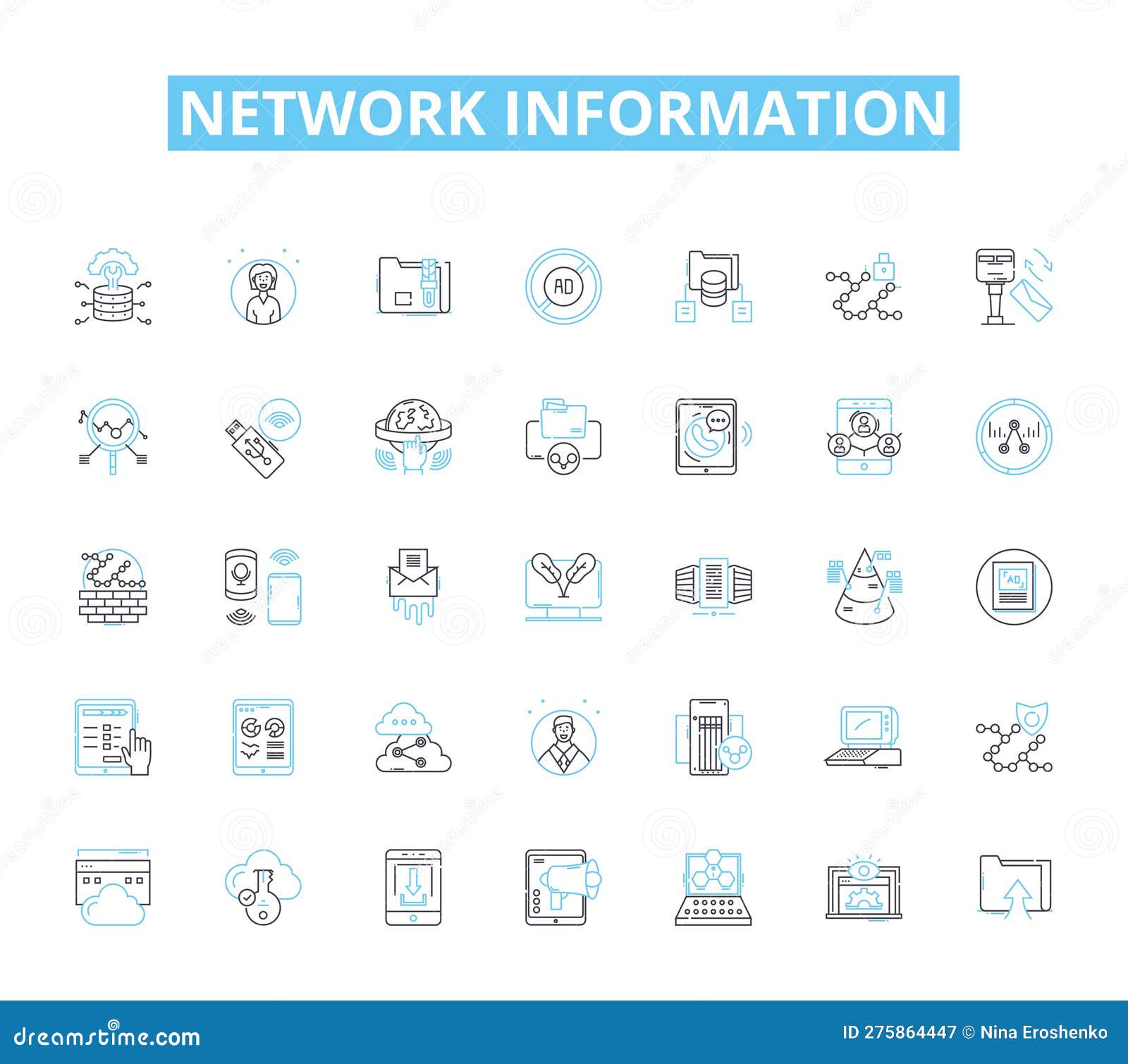 Network Information Linear Icons Set. Connectivity, Bandwidth, Firewall ... Network Information Linear Icons Set. Connectivity, Bandwidth, Firewall ...