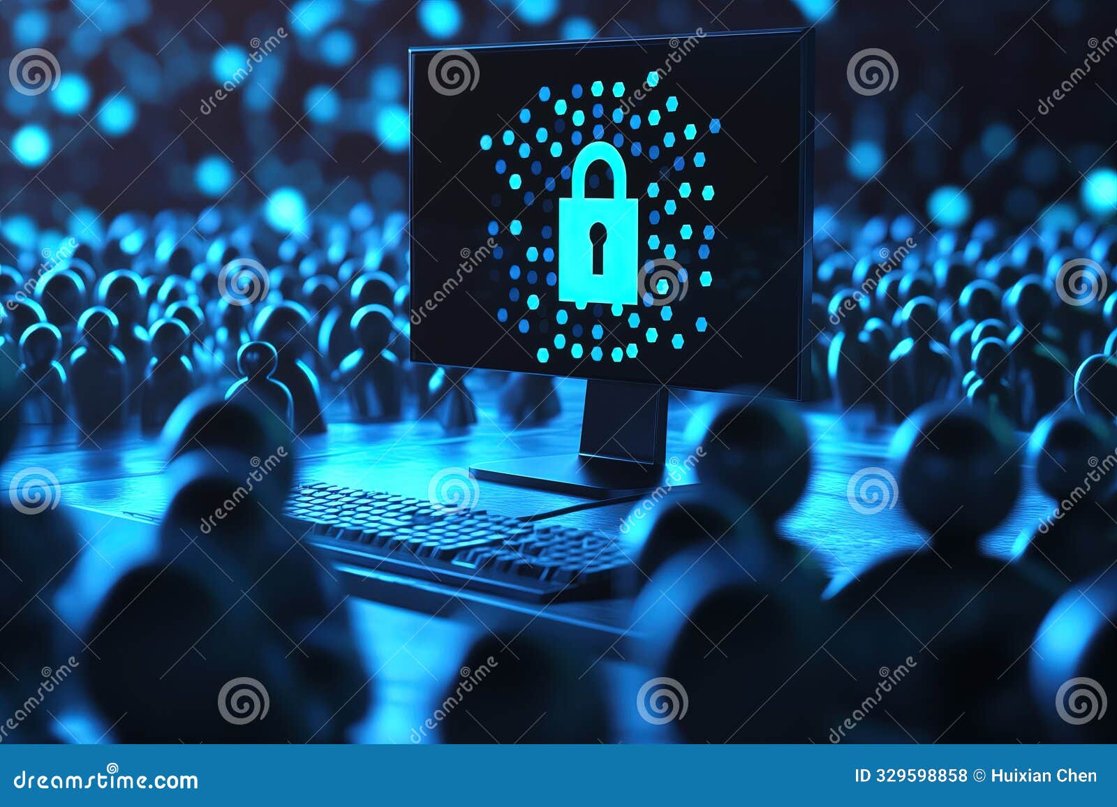 A Blue Lock Appears on the Computer Screen. Stock Illustration ...