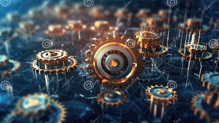 A Network of Interconnected Gears, with Each Gear Representing a ...