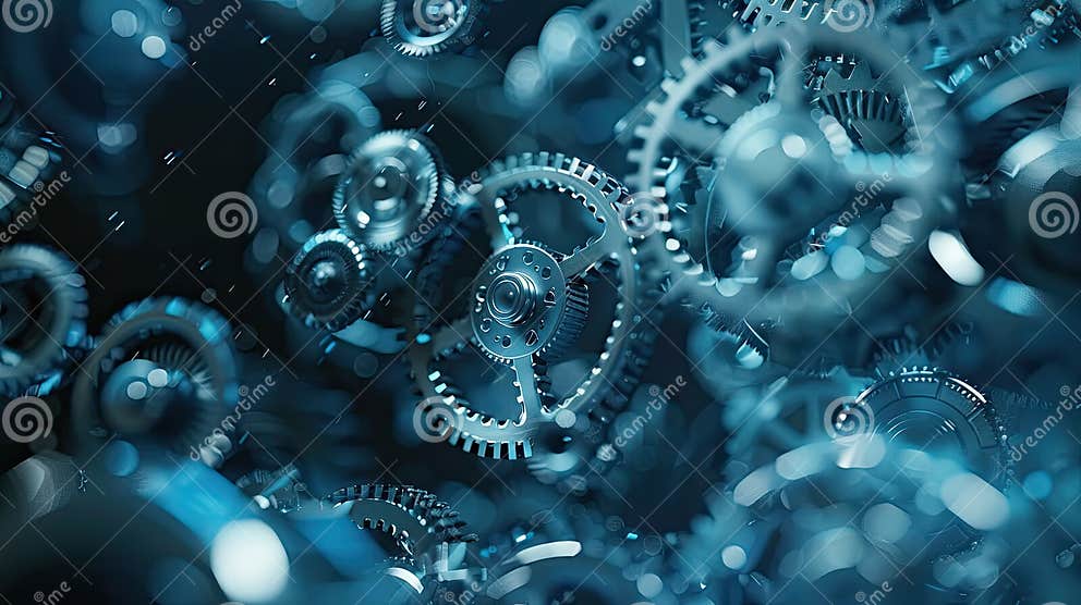 Network of Interconnected Gears Showing Dynamic Relationships between ...