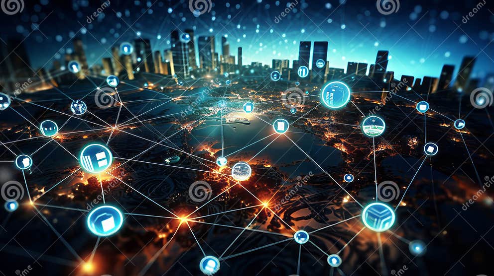 Network of Interconnected Iot Devices Stock Illustration - Illustration ...