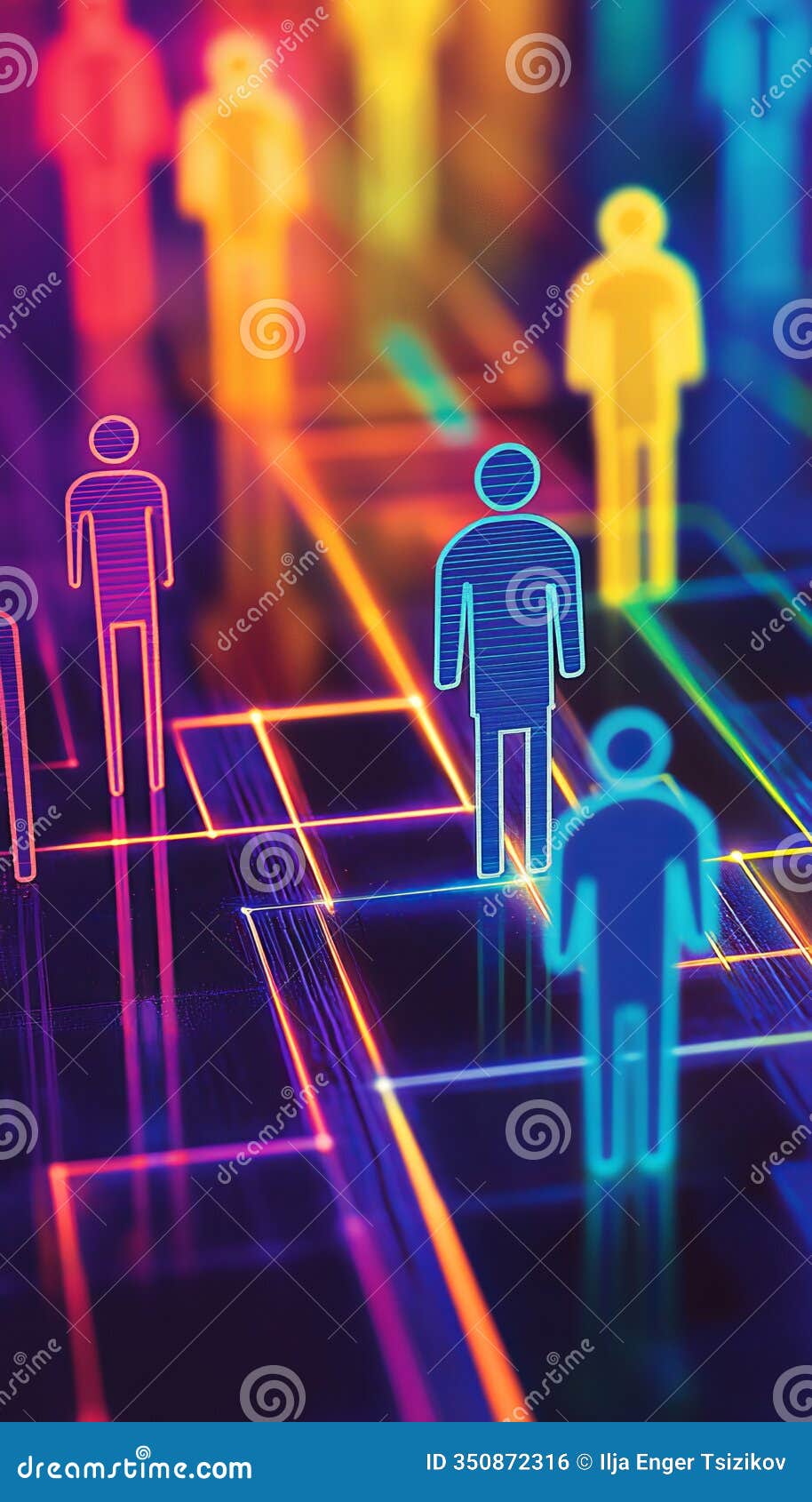 Network of Interconnected People, Abstract Illustration for Team, Human ...
