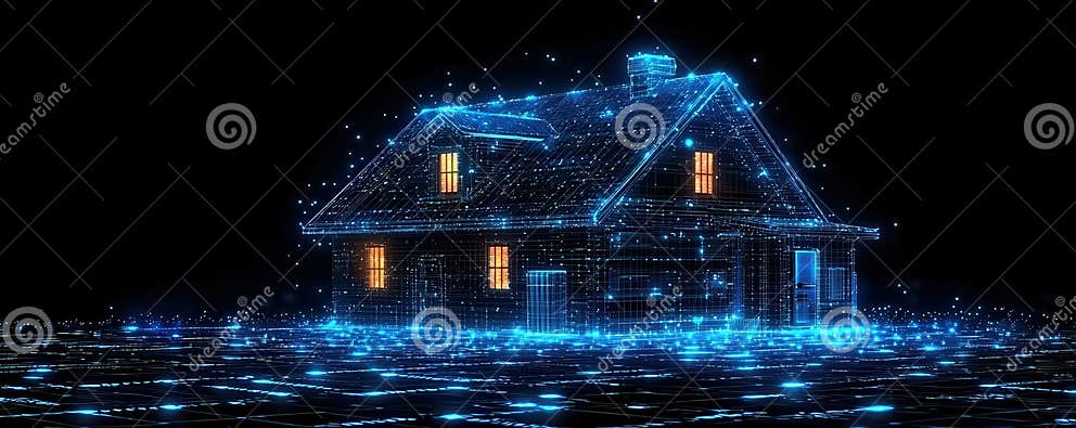 A Network of Interconnected Smart Devices in a Futuristic Home Stock ...