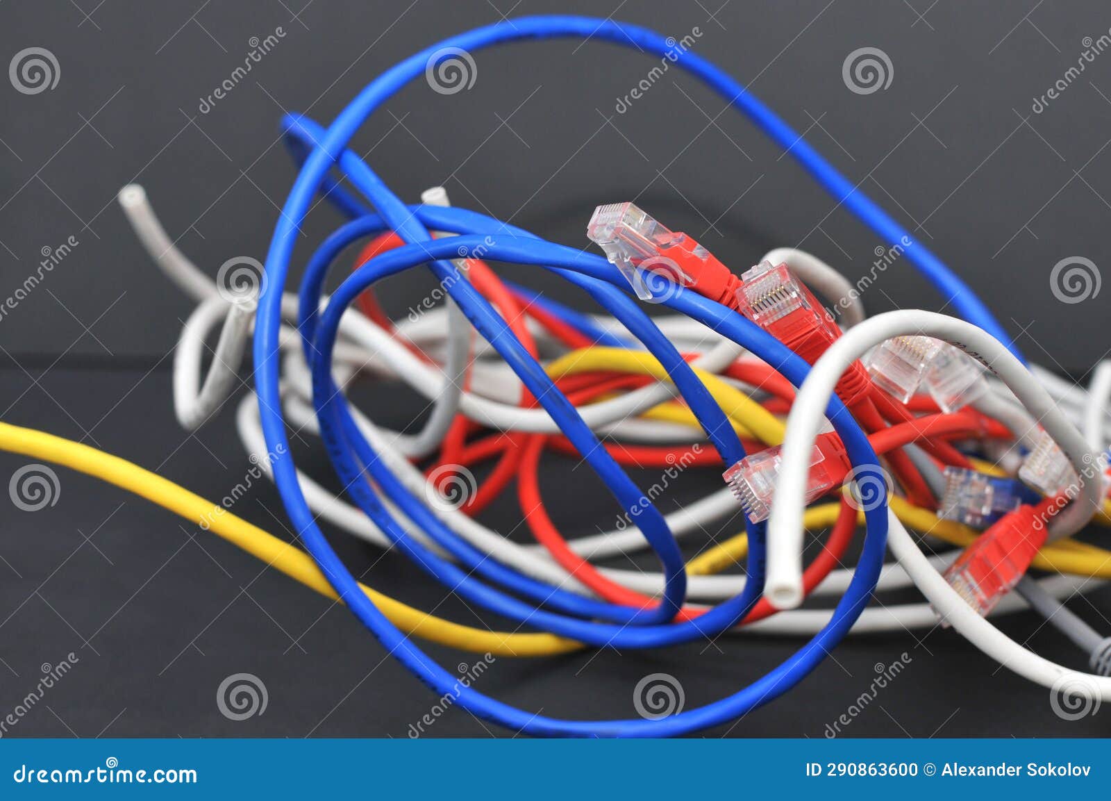 Network Internet Cable Isolated on Black Background Stock Photo - Image ...