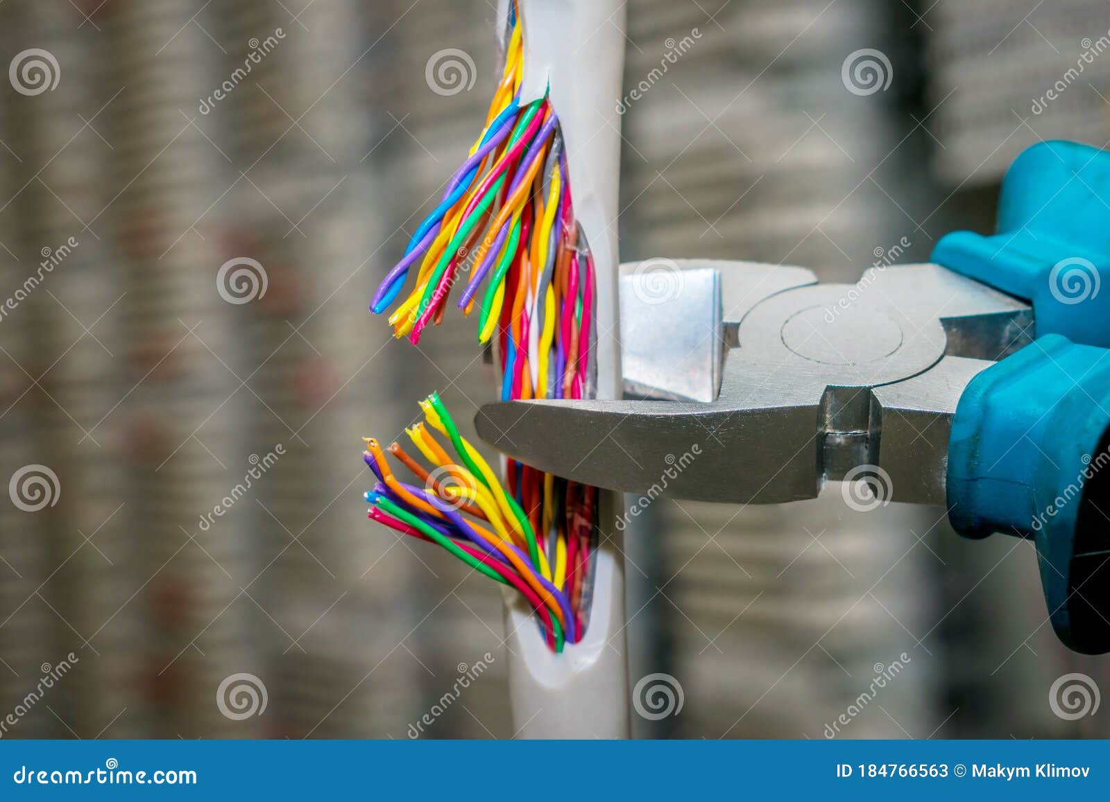 Network Internet Cable is Torn with a Sharp Tool. the Concept of Vandal ...