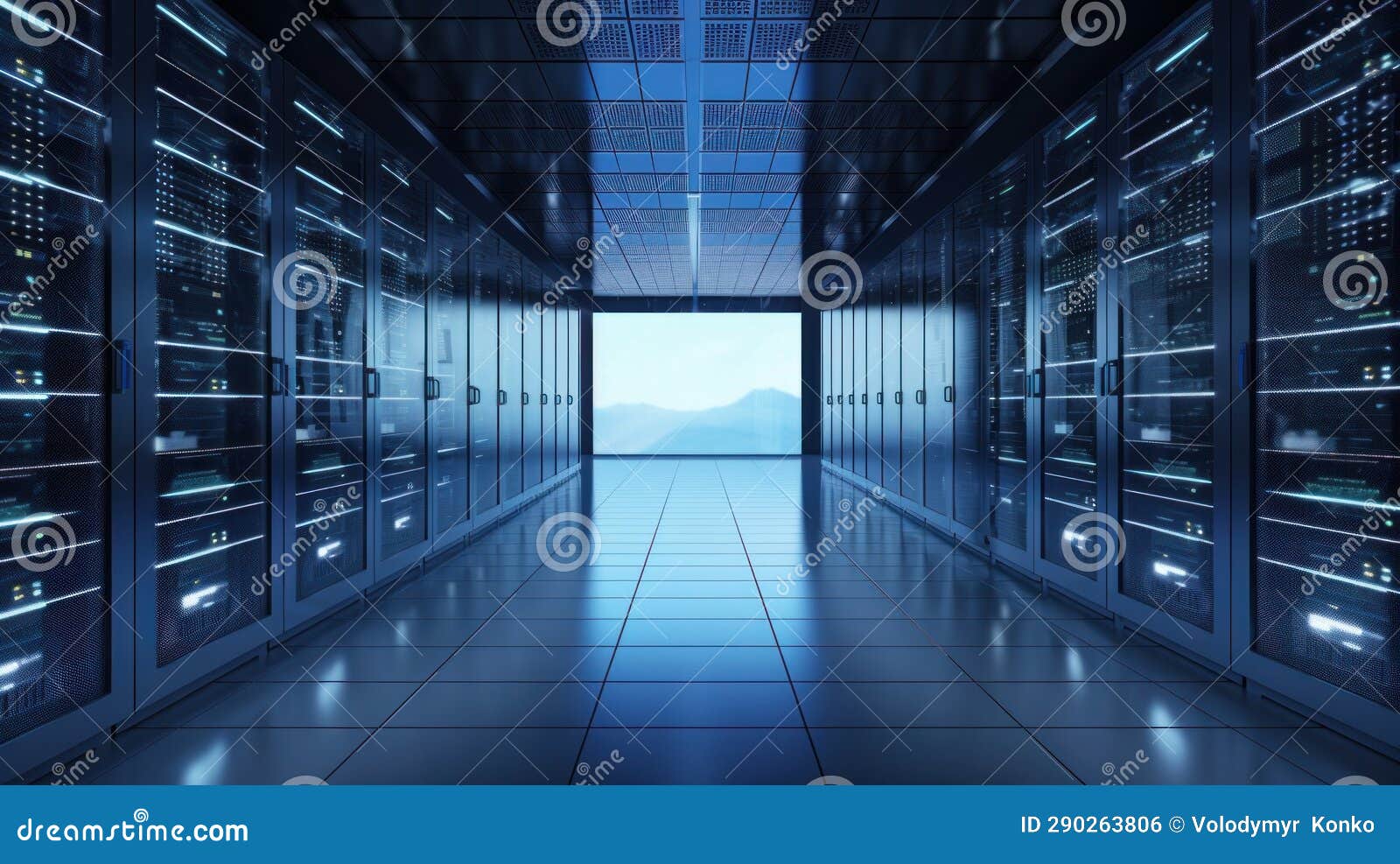 Network and Internet Communication Technology Concept, Data Center ...