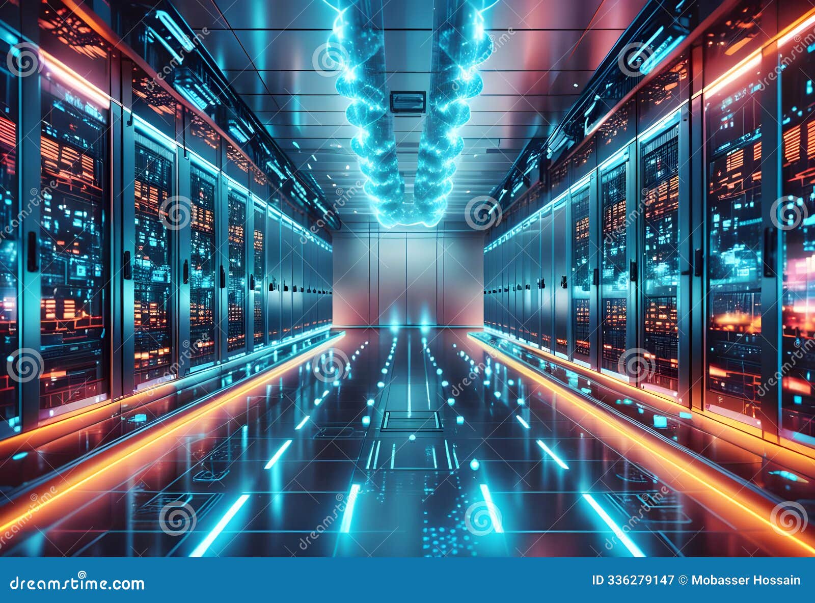Interior Of A Server Room, Where Server Towers Are Visible On The Left ...