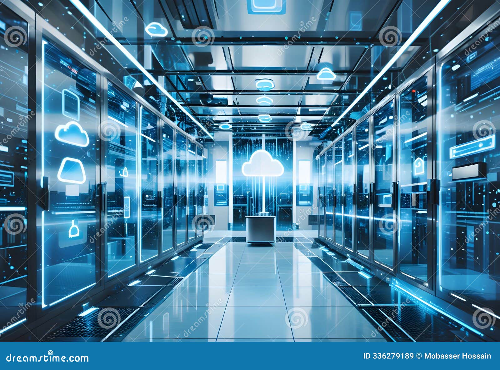 Interior Of A Server Room, Where Server Towers Are Visible On The Left ...