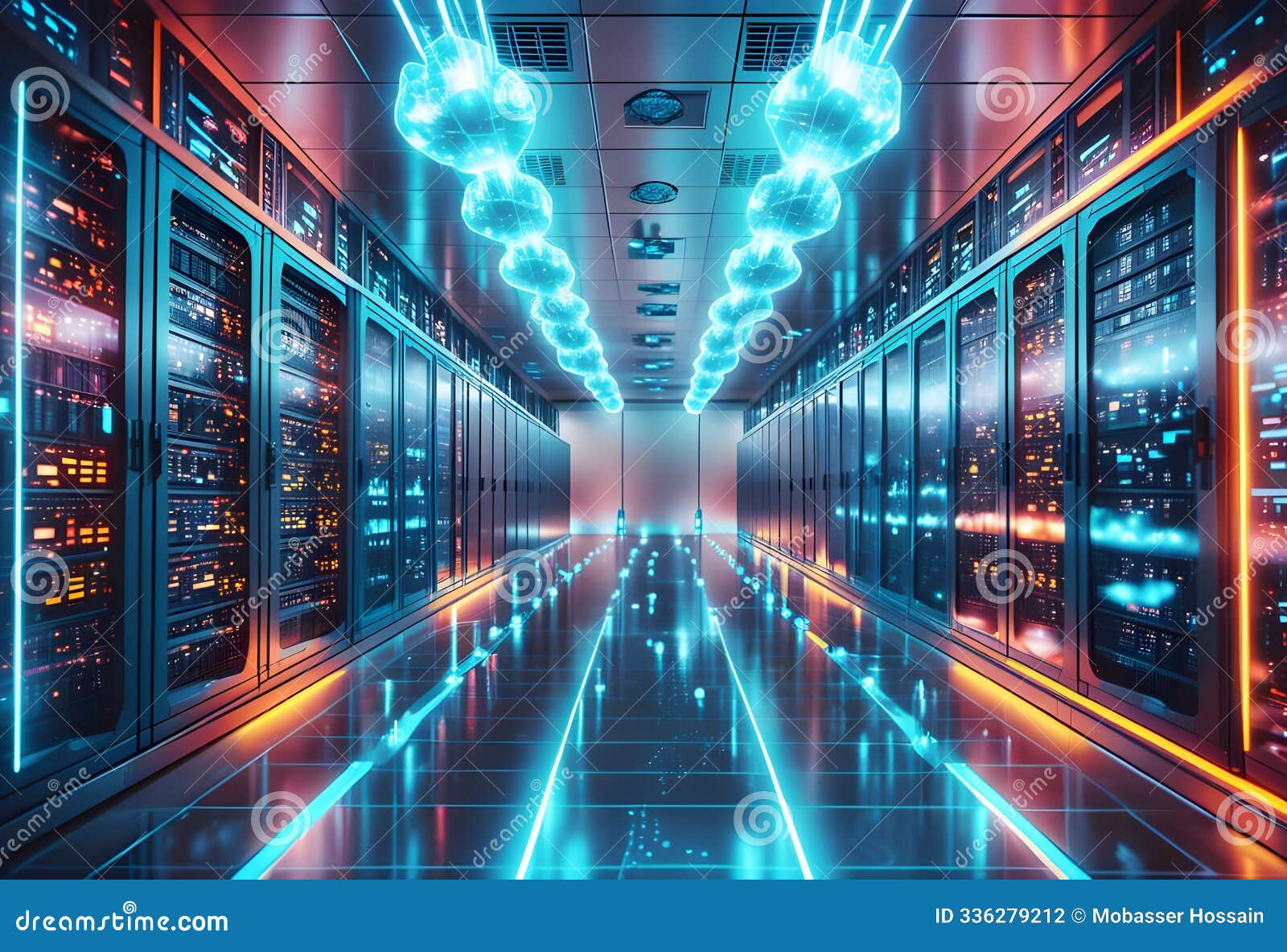 Network and Internet Communication Technology Concept, Data Center ...